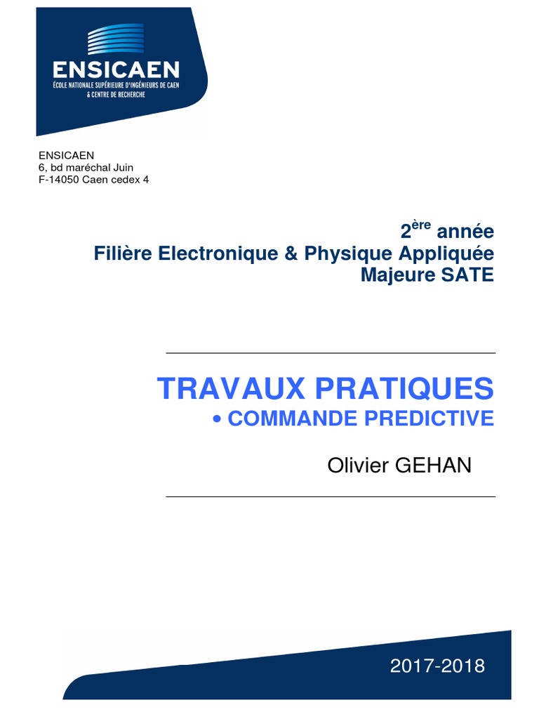 Fascicule TP 2017 2018 PDF | PDF | Automatisation | Régulation