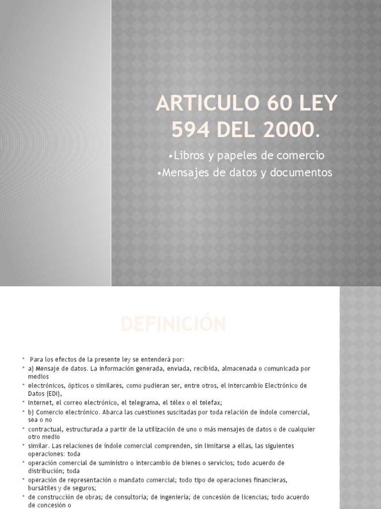 Articulo 60 Ley 594 Del 2000 | PDF | Comercio | Comercio electrónico