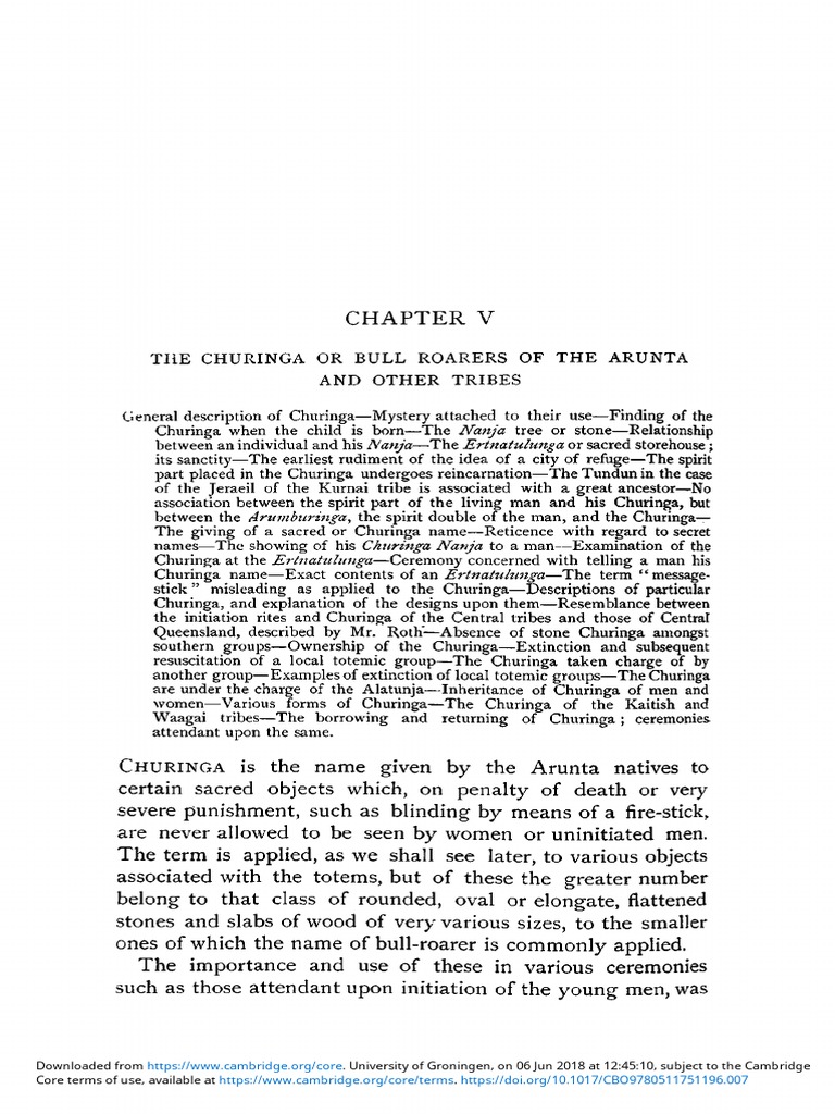 The Churinga or Bull Roarers of The Arunta and Other Tribes | PDF