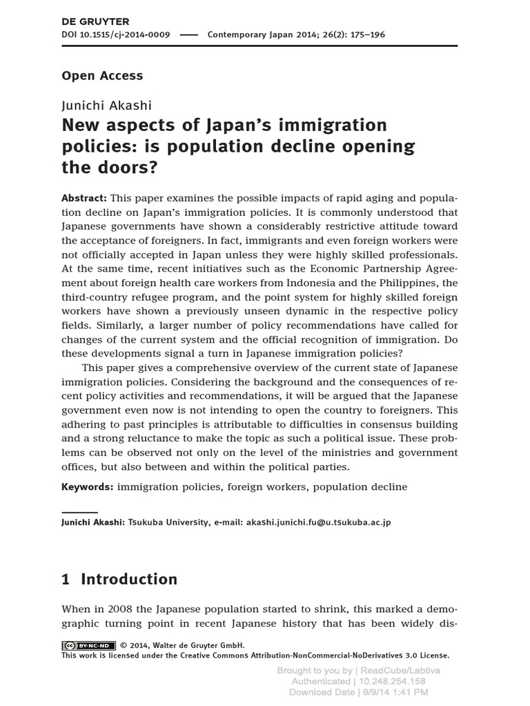 New Aspects of Japan's Immigration Policies: Is Population Decline ...