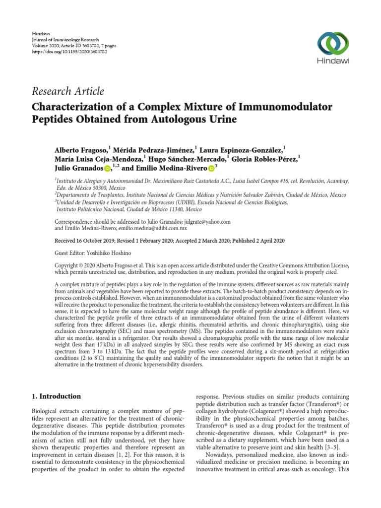 Characterization of A Complex Mixture of Immunomod | PDF | Mass ...