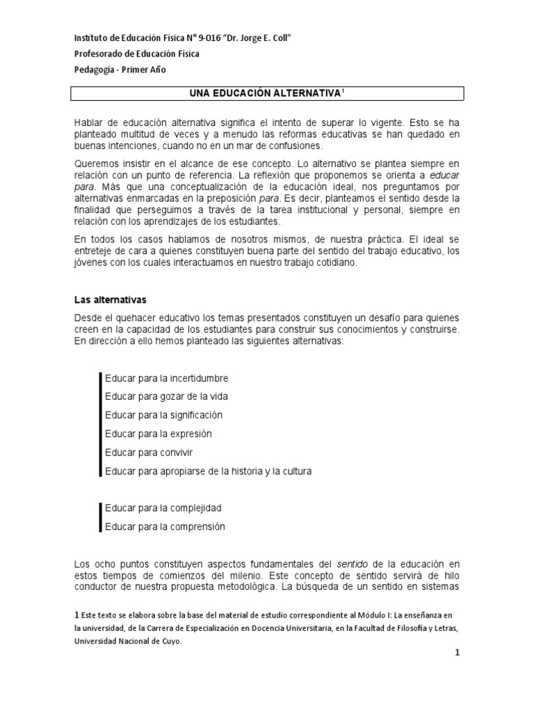Prieto Castillo. UNA EDUCACIÓN ALTERNATIVA | PDF | Toma de decisiones ...