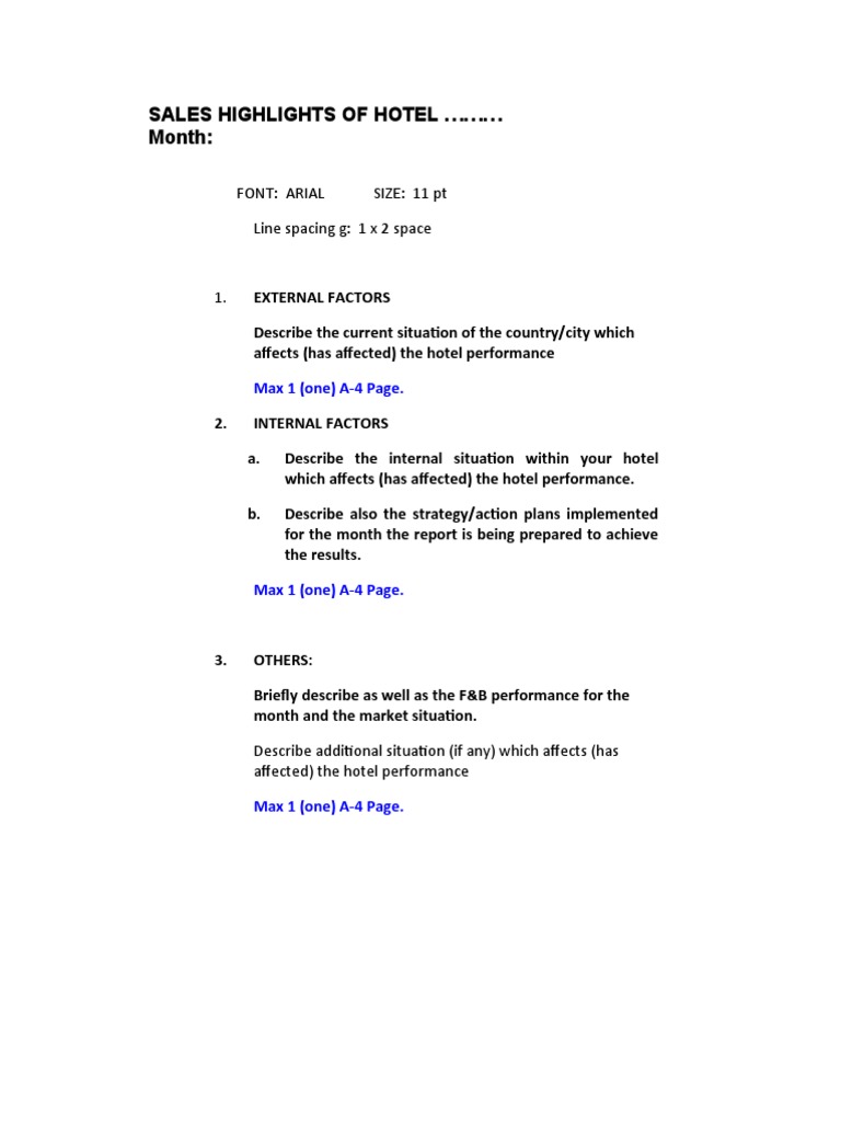 Monthly Hotel Sales Performance Report | PDF | Business | Finance ...
