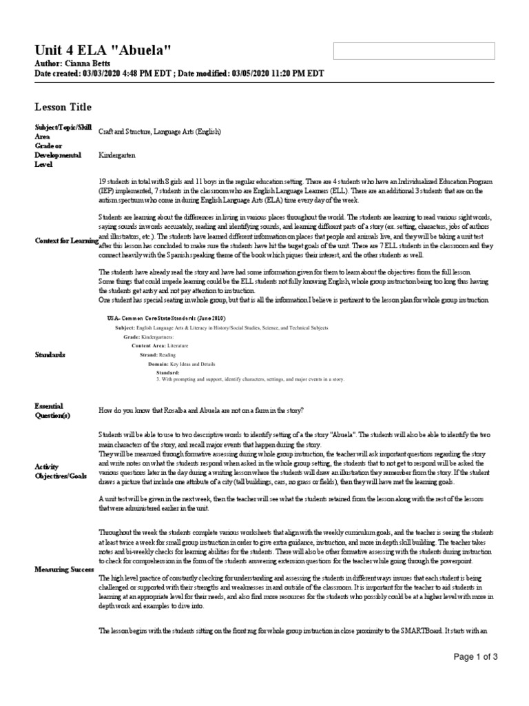 Lesson 3 | PDF | Question | Individualized Education Program