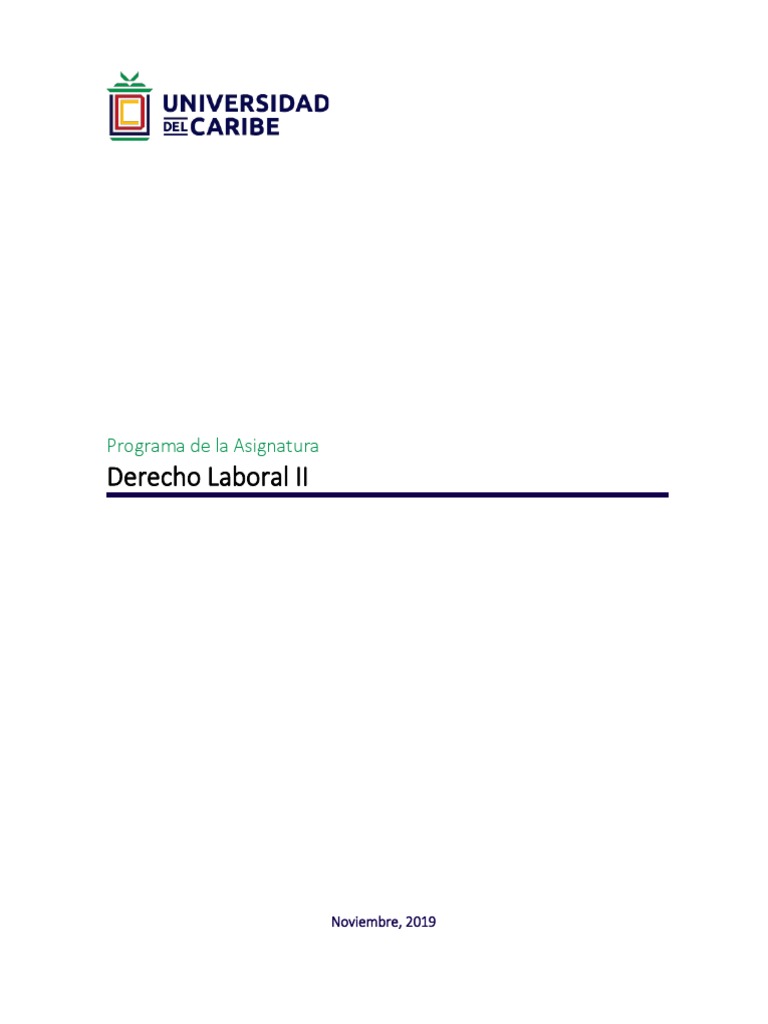 Programa DER-443 Derecho Laboral II | PDF | Evaluación | Derecho laboral
