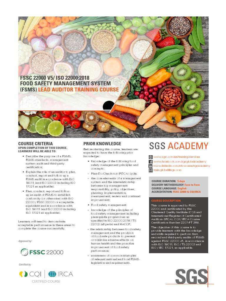 FSSC 22000 v5 Lead Auditor Training Course Flyer EN | PDF | Audit ...