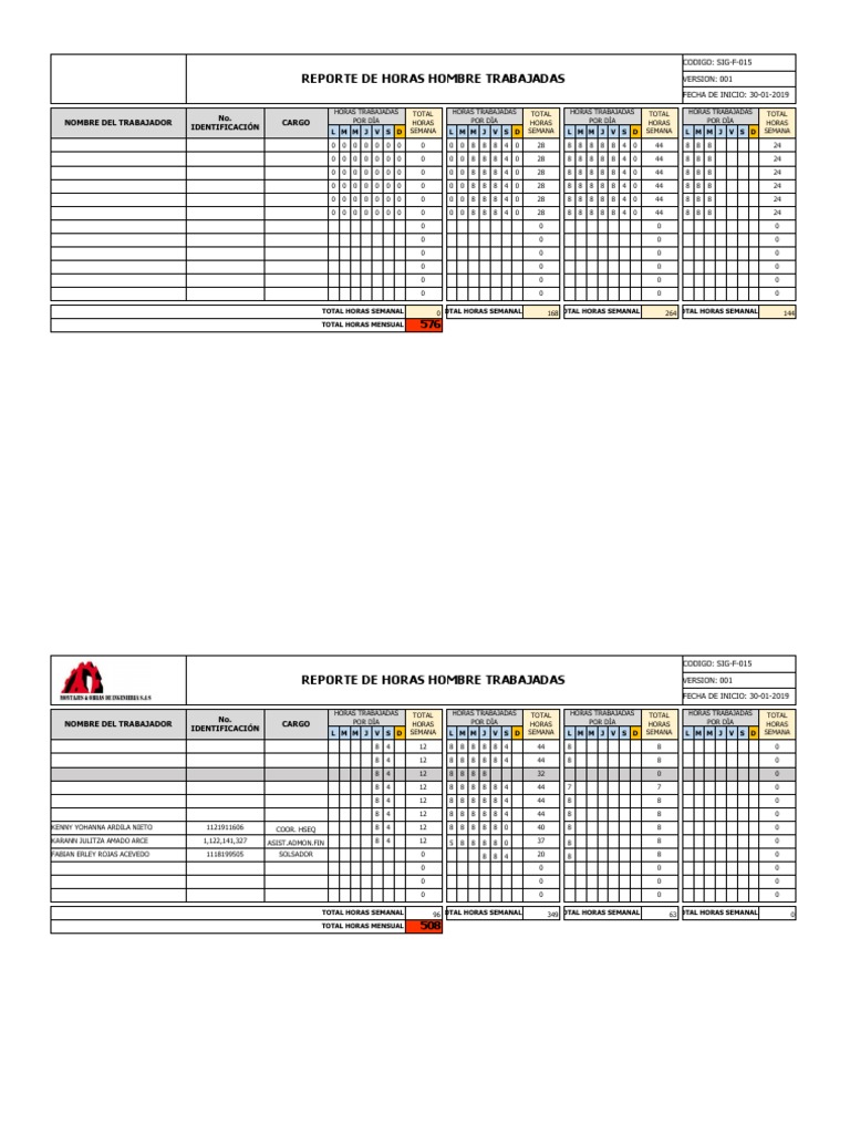 Reporte De Horas Trabajadas: Plantillas De Horarios Laborales – QTKP