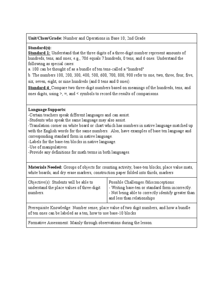 Unit/Class/Grade: Standard(s) : Standard 1 | PDF | Cognitive Science ...
