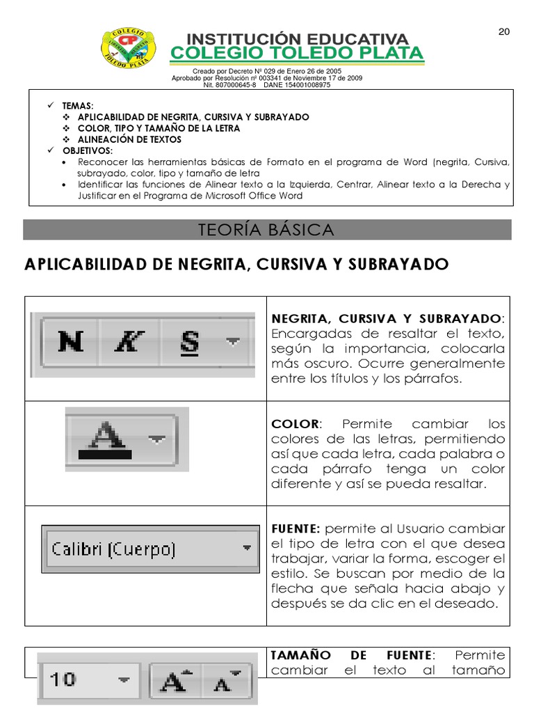 Formato de Texto en Word: Negrita, Cursiva y Subrayado | PDF ...