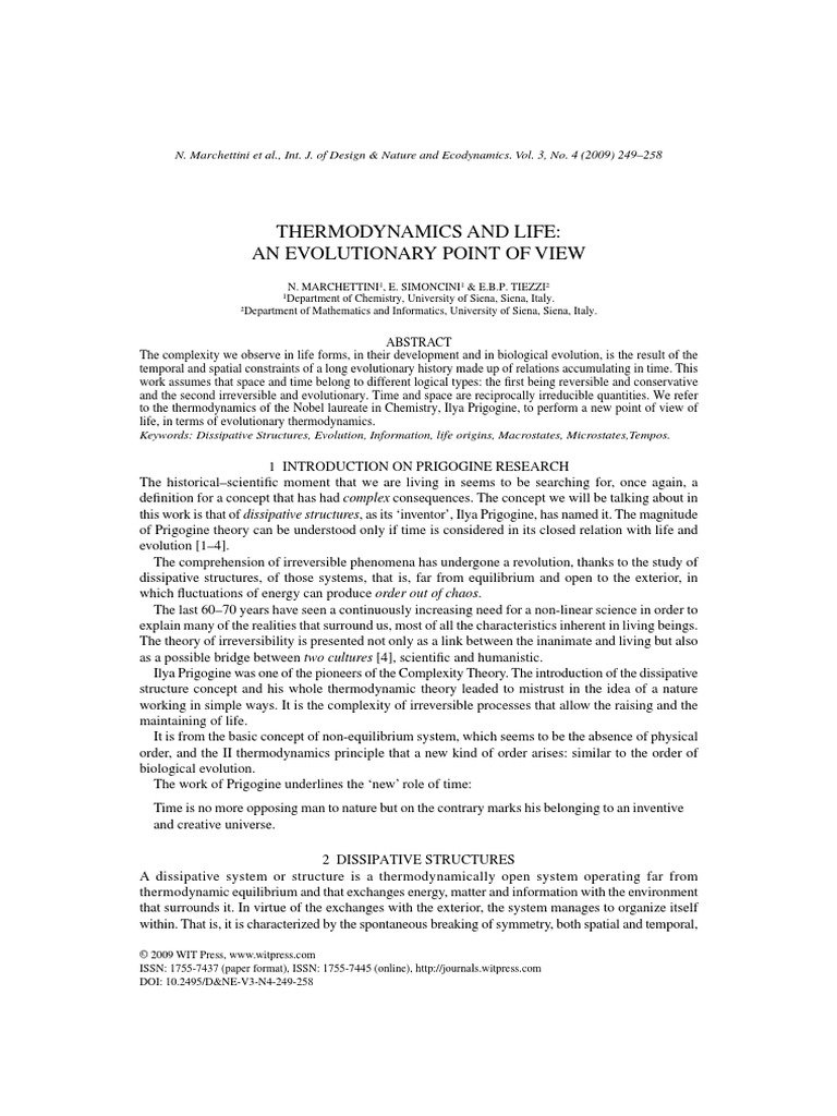 Thermodynamics and Life - An Evolutionary Point of View 10 | PDF | Time ...