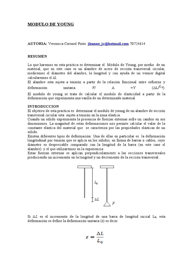Modulo de Young | PDF | El módulo de Young | Elasticidad (Física)