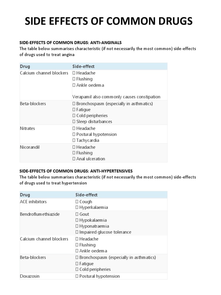 Side Effects of Common Drugs PDF | Download Free PDF | Rtt | Drugs