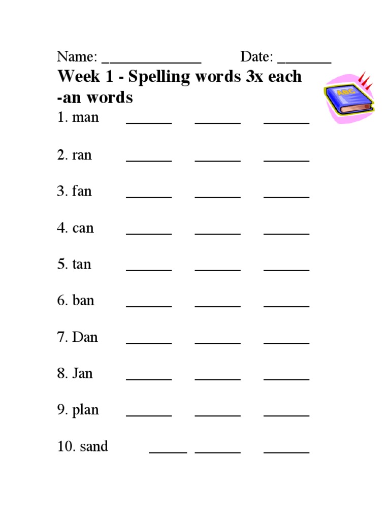 Basic Phonics Spelling Program Worksheet Week 1 Shorta | PDF