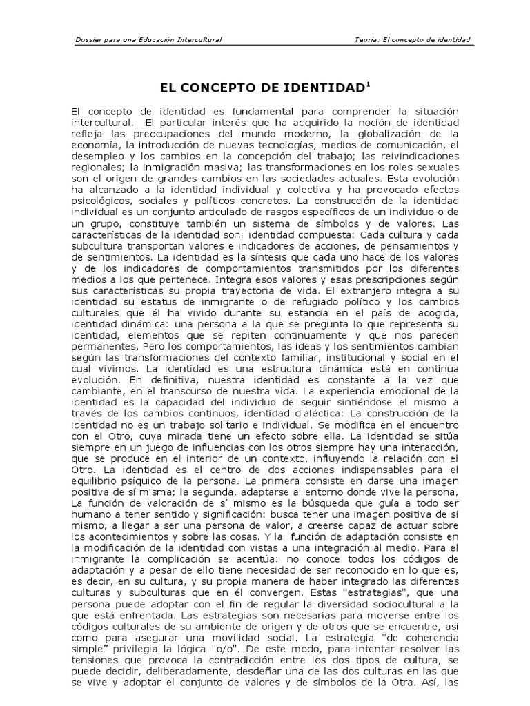9 El Concepto de Identidad | PDF | Concepto | Comportamiento