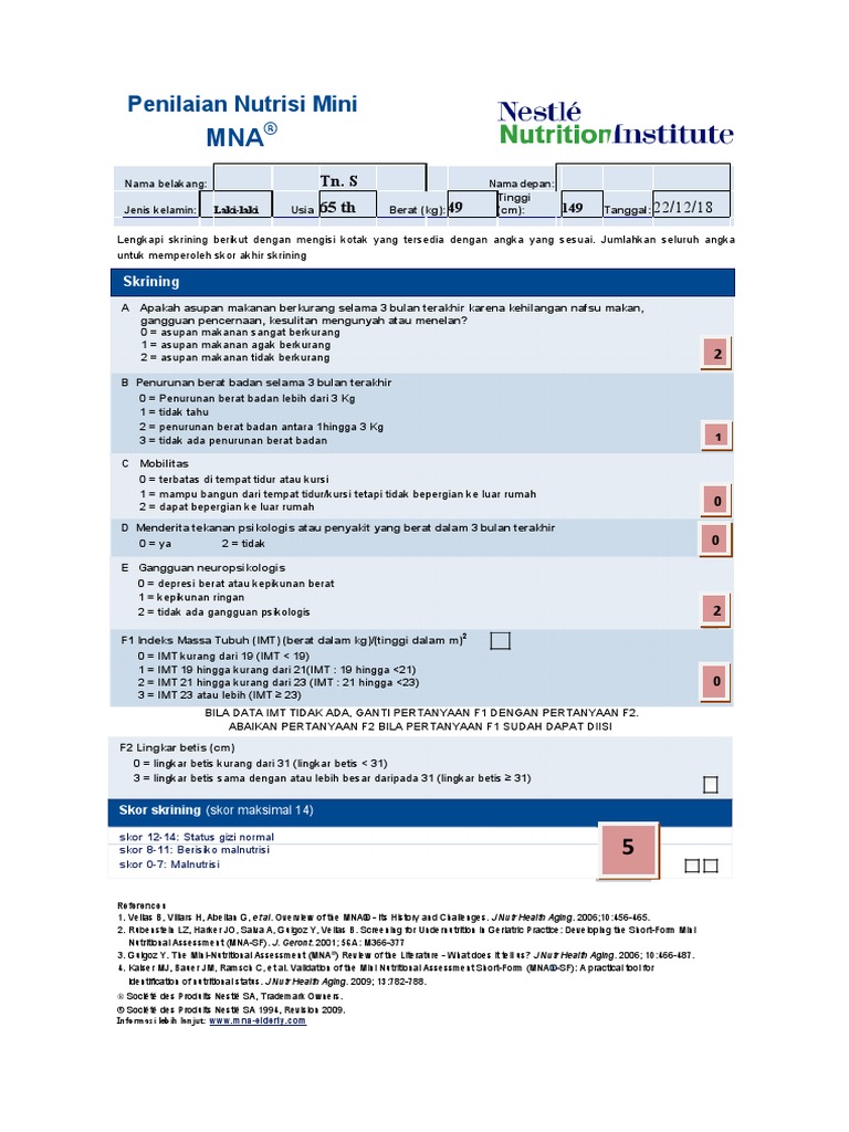 Formulir Skrining MNA | PDF