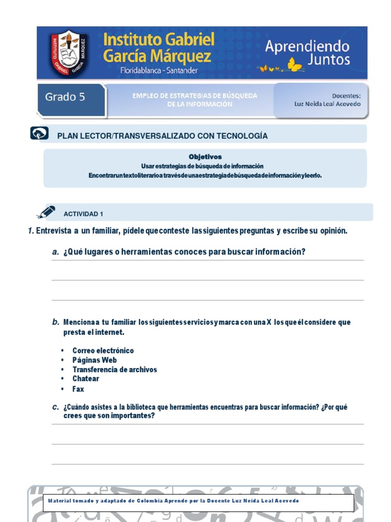 Plan Lector - Tecnología - Quinto Grado | PDF | Libros | Internet