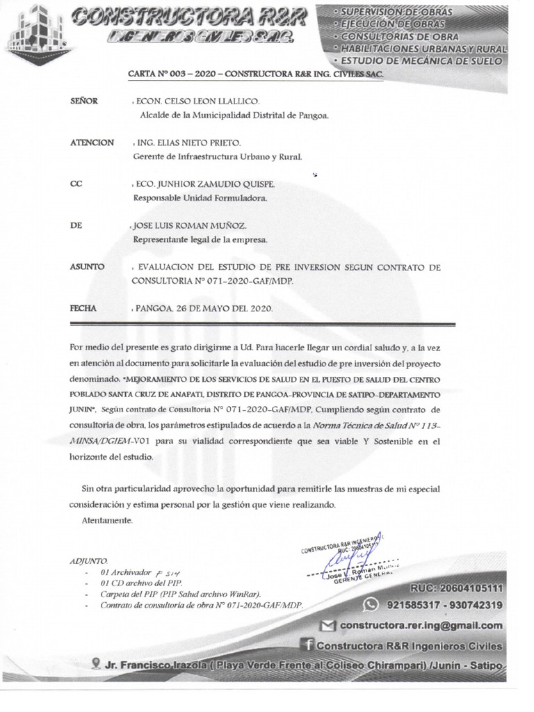 Carta N 003-2020 | PDF