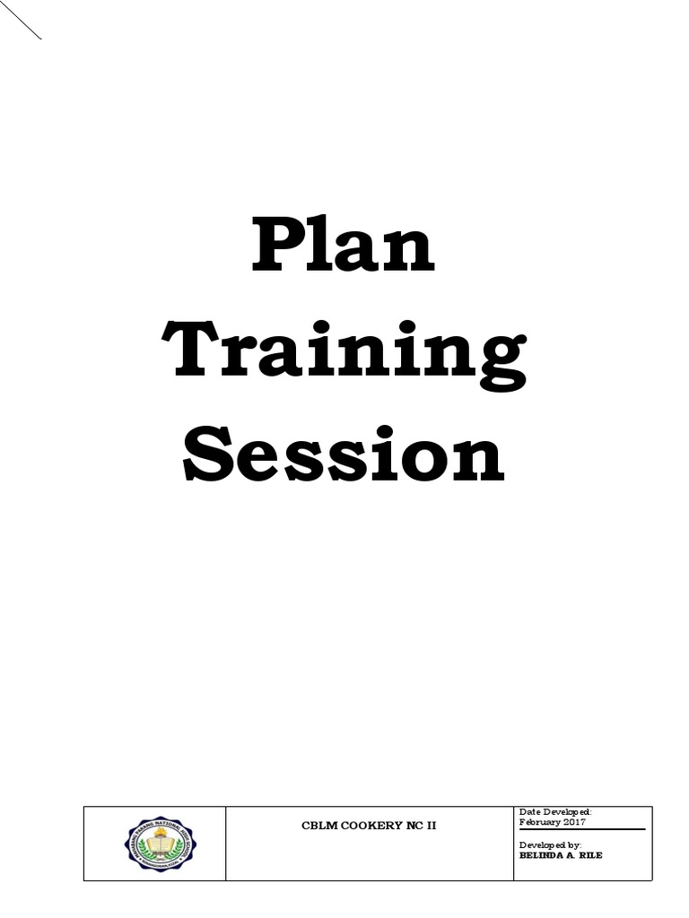 Plan Training Session: CBLM Cookery NC Ii | PDF | Food And Drink | Foods