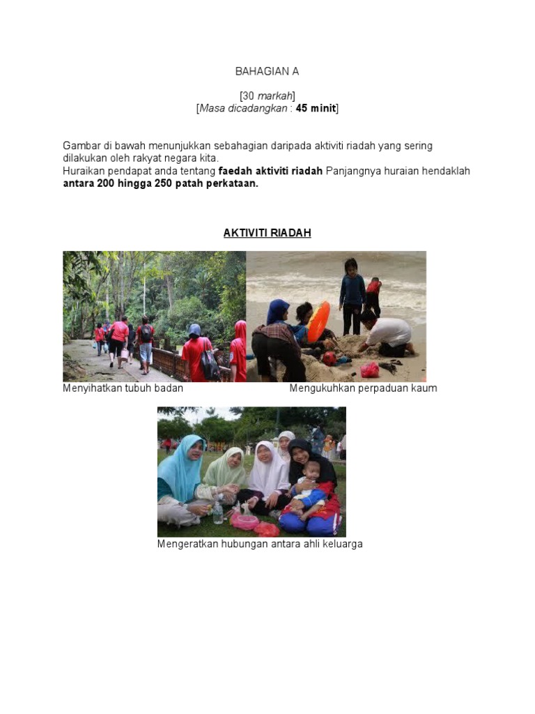 Karangan Bahagian A (Riadah) | PDF