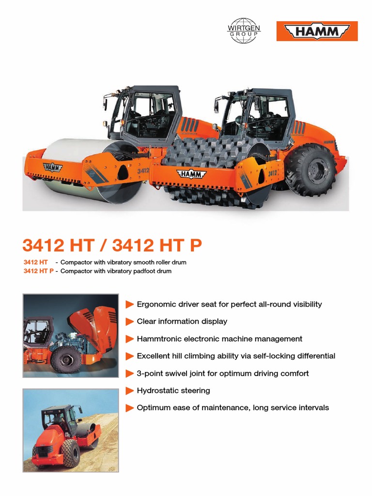 Hamm 3412 HT Compactor Specifications | PDF | Steering | Transmission ...