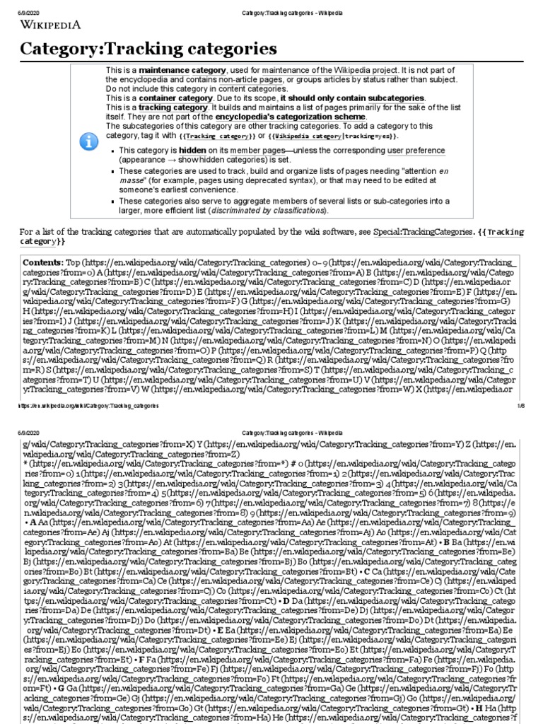 Category - Tracking Categories | PDF | Wikipedia | Knowledge Representation
