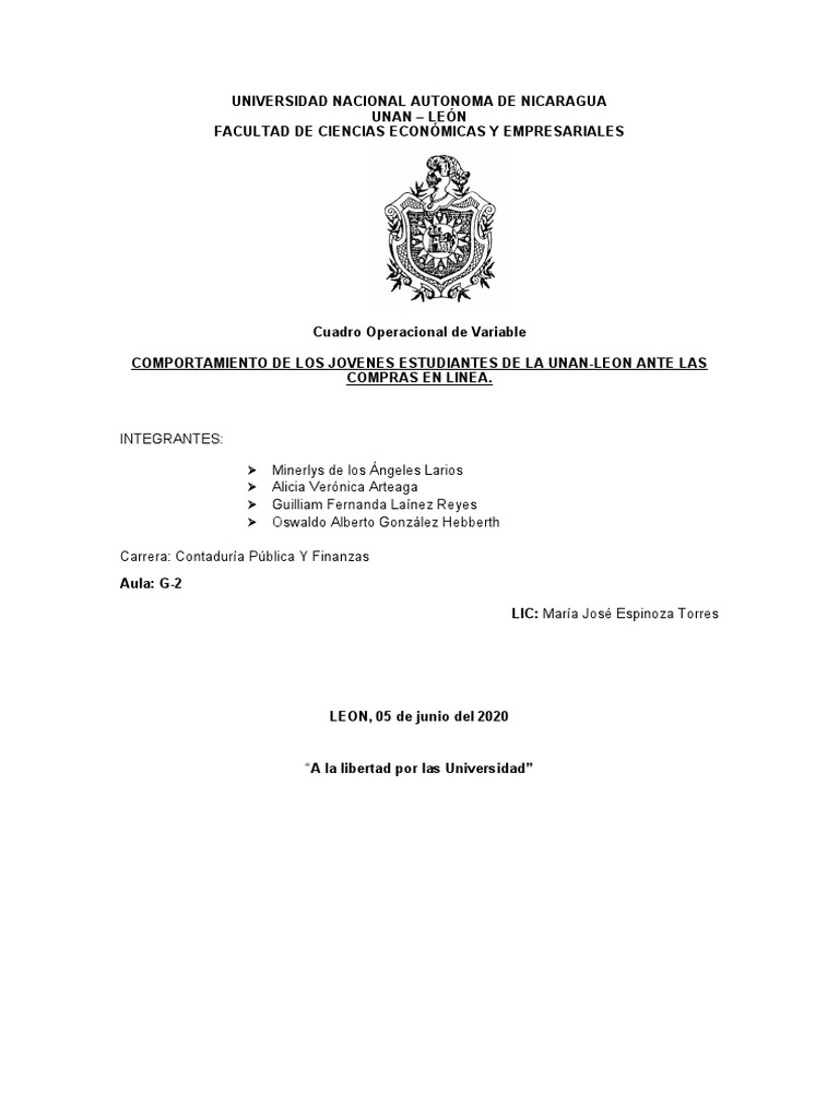 Cuadro Operacional de Variable | PDF | Los consumidores | Economias