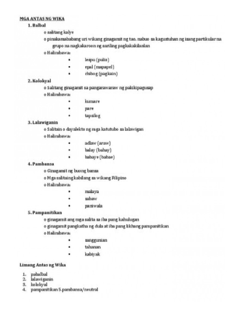 Mga Antas NG Wika | PDF