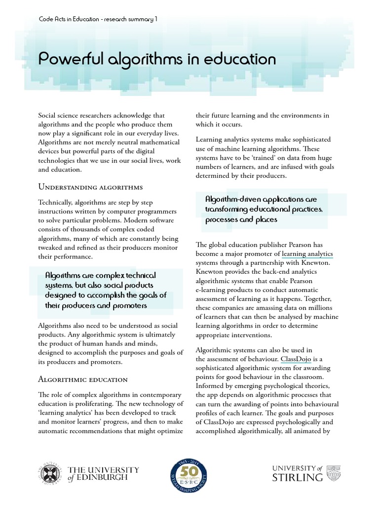 Powerful Algorithms in Education Code Acts Summary 1 | PDF | Analytics ...