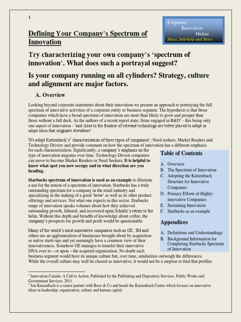 Defining The Spectrum of Innovation.101 | PDF | Product (Business ...