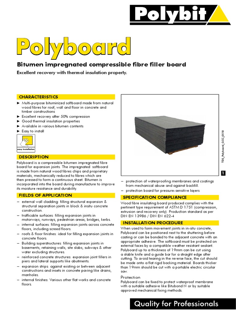 Polyboard: Bitumen Impregnated Compressible Fibre Filler Board | PDF ...