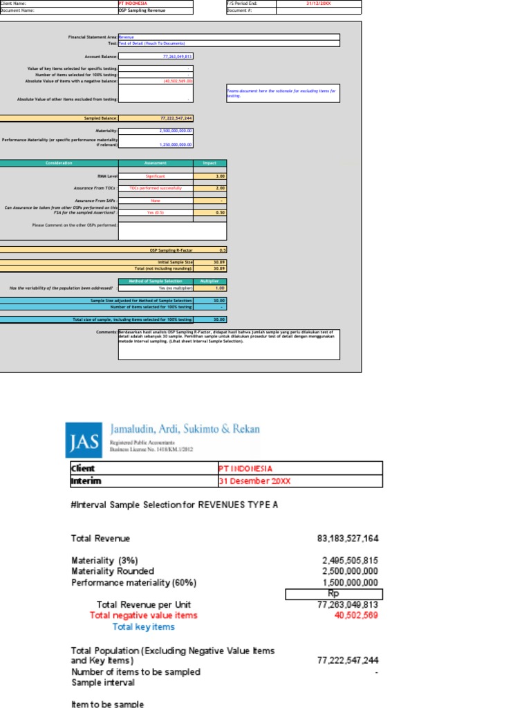 14.test of Detail (MUS Template) - Penentuan Sample | PDF | Service ...