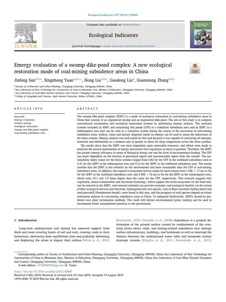 Emergy Evaluation of A Swamp Dike-Pond Complex A New Ecological | PDF ...