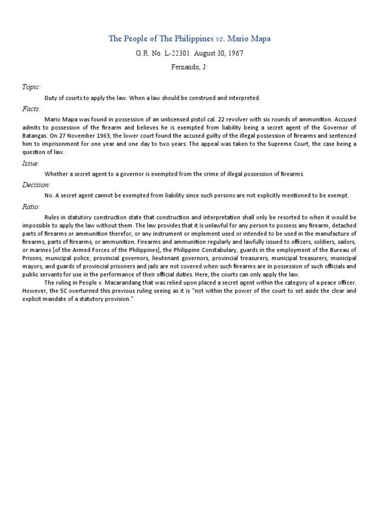 10 People Vs Mapa Case Digest | PDF