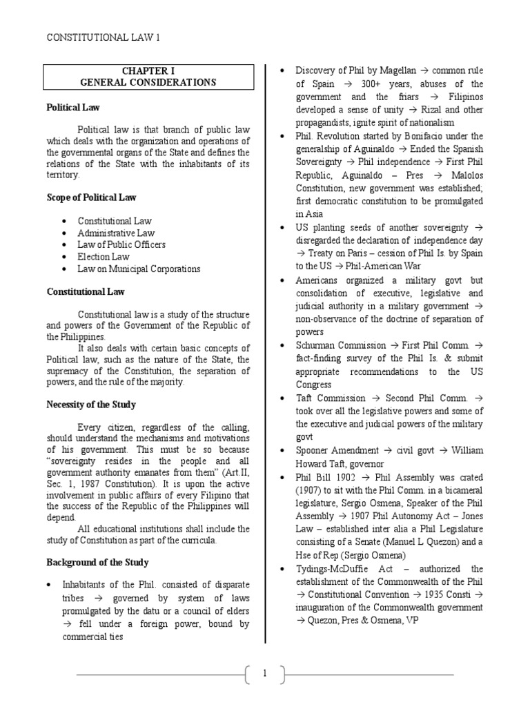 Constitutional Law 1 Notes | PDF