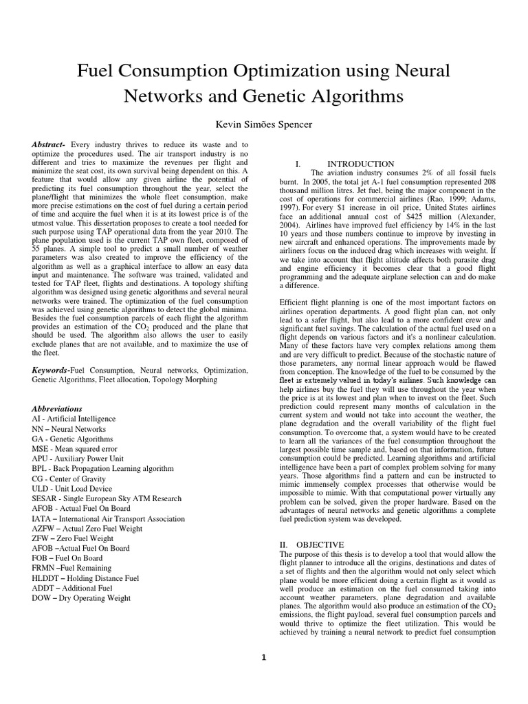 Fuel Consumption Optimization Using Neural Networks and Genetic Algorithms | PDF | Mean Squared ...