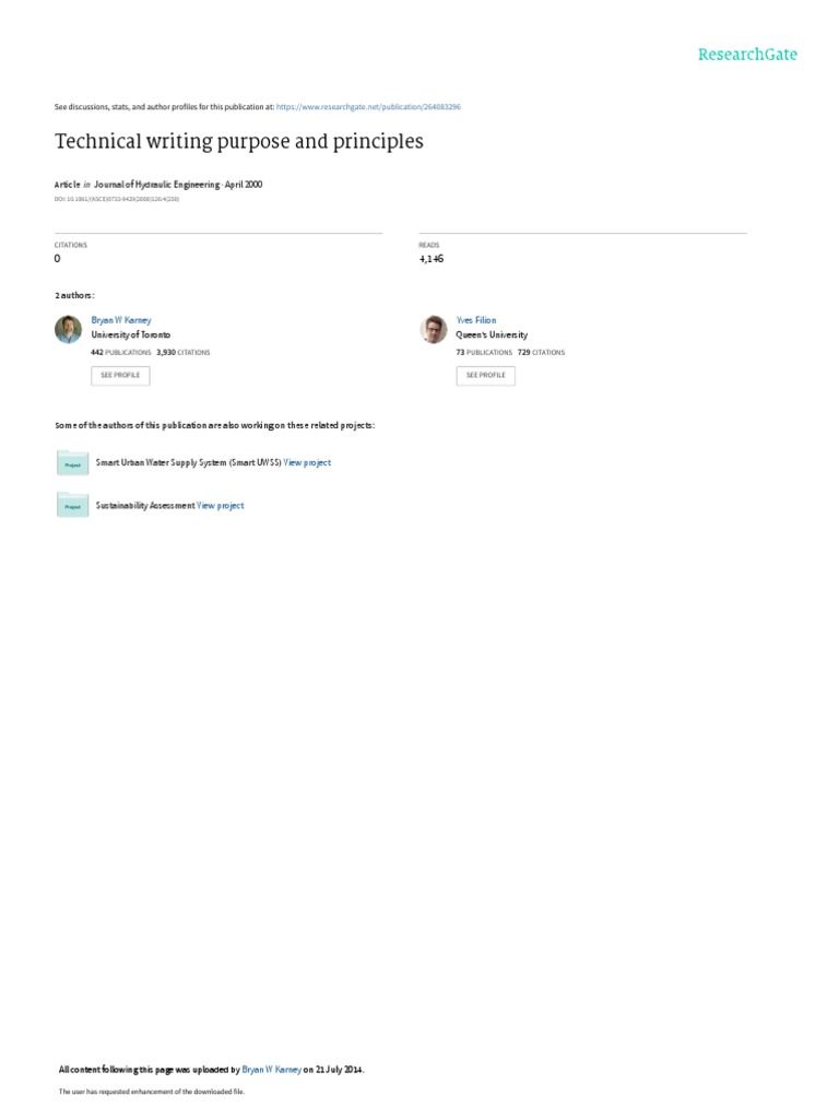 Technical Writing Purpose and Principles: Journal of Hydraulic ...