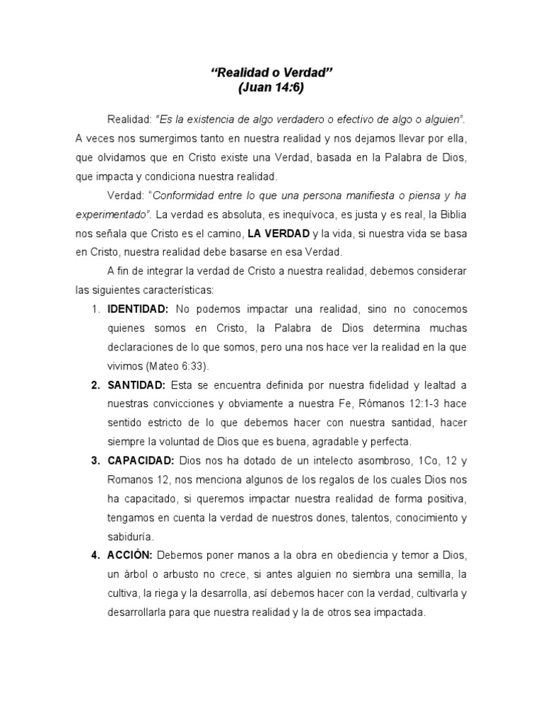 Realidad vs. Verdad | PDF | Verdad | Dios