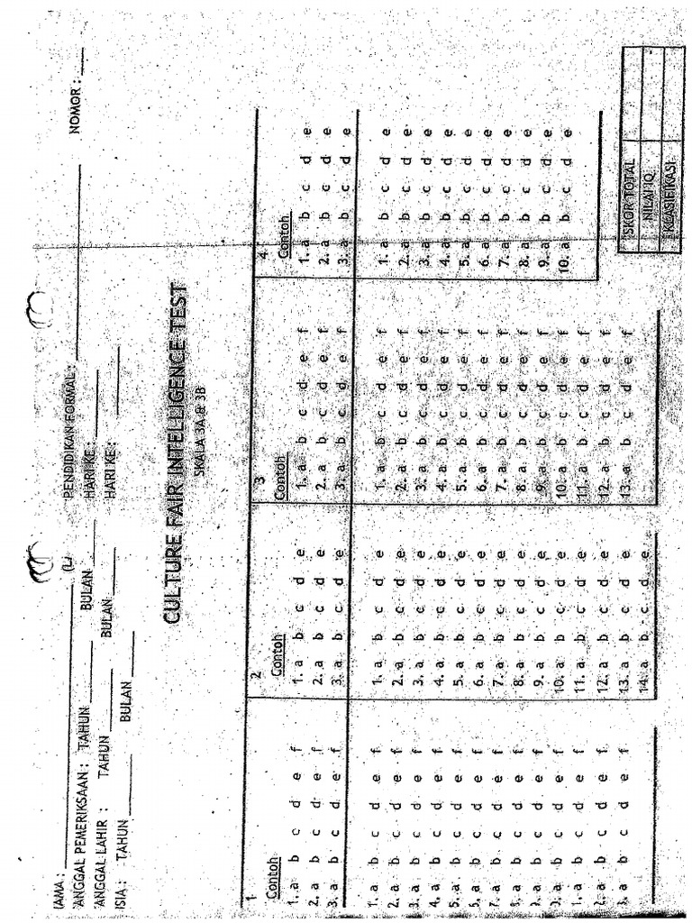 Lembar Jawaban CFIT PDF | PDF