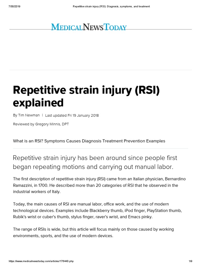 GOOD - Repetitive Strain Injury (RSI) - TYPES | PDF | Musculoskeletal ...