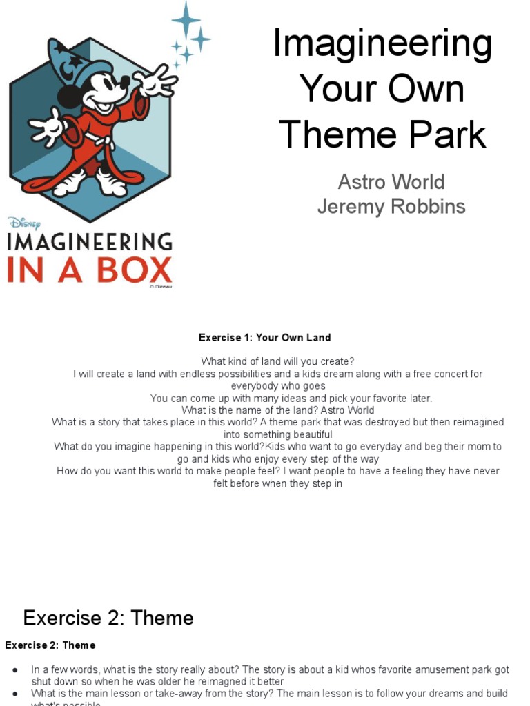 Jeremy Robbins - Imagineering Your Own Theme Park Lessons 1-3 | PDF ...