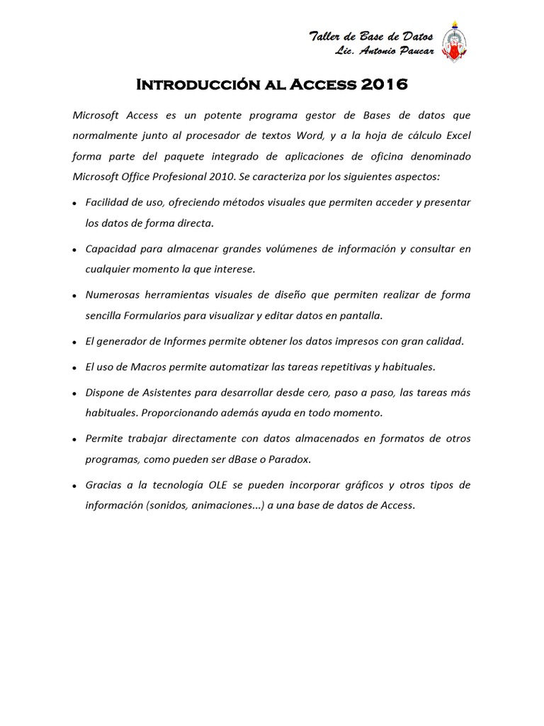 Introducción A Access | PDF | Bases de datos | Archivo de computadora