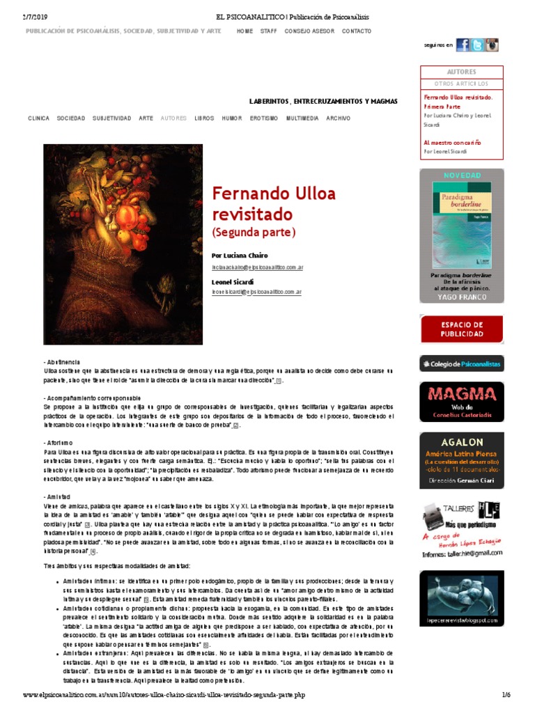 Fernando Ulloa Revisitado (Segunda Parte) | PDF | Neurosis | Psicoanálisis