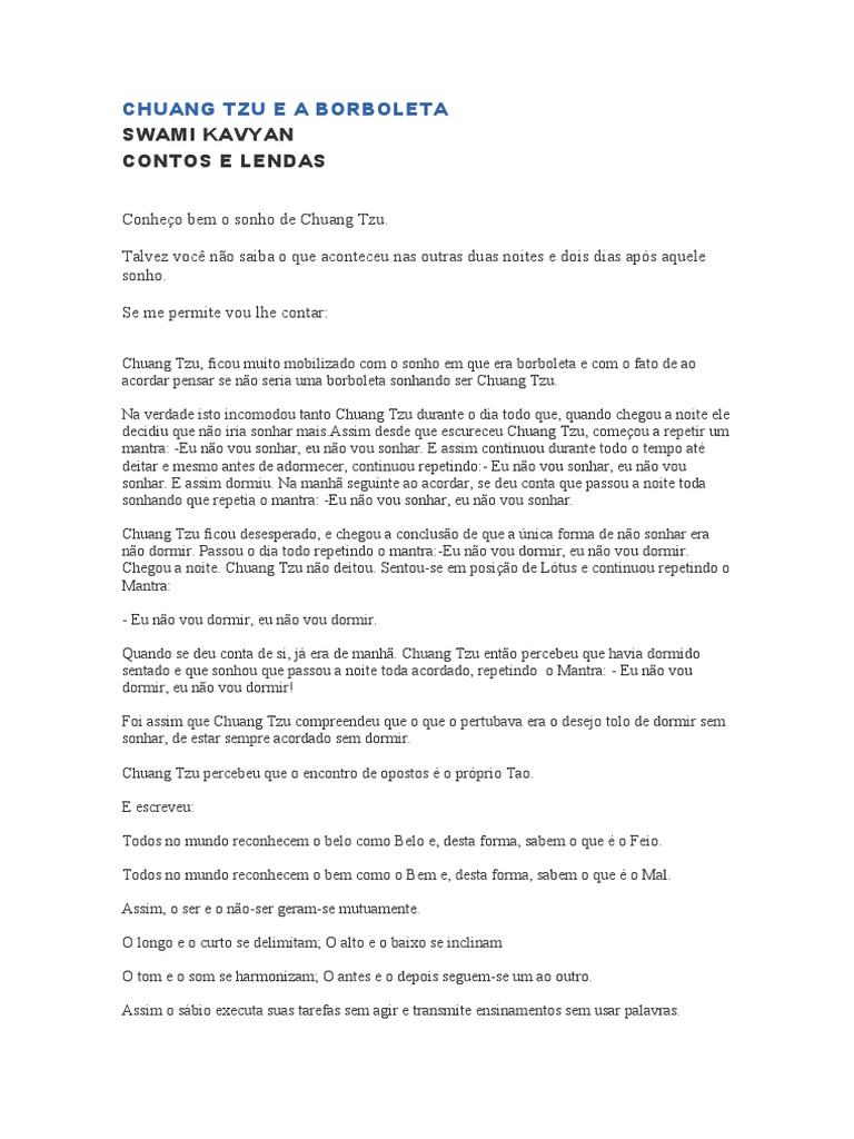 Chuang Tzu e o Sonho da Borboleta | PDF | René Descartes | Tao