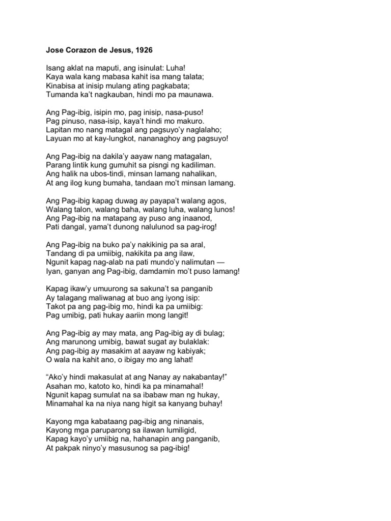Jose Corazon de Jesus | PDF