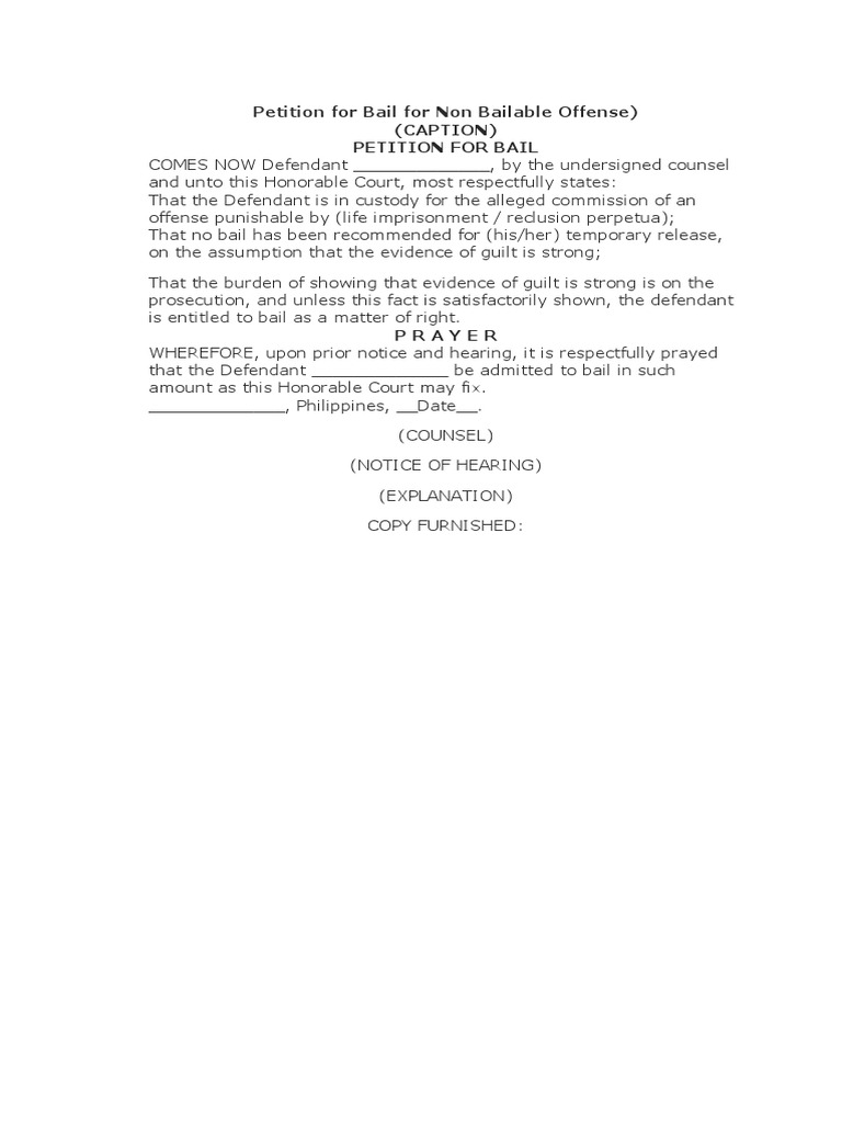 Petition for Bail in Non-Bailable Cases | PDF | Law