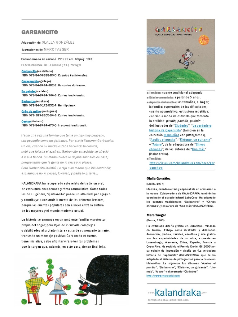 Cuento Infantil: Garbancito Adaptado | PDF