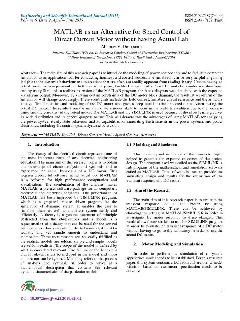 MATLAB Speed Control DC Motor | PDF | Electric Motor | Electrical Network