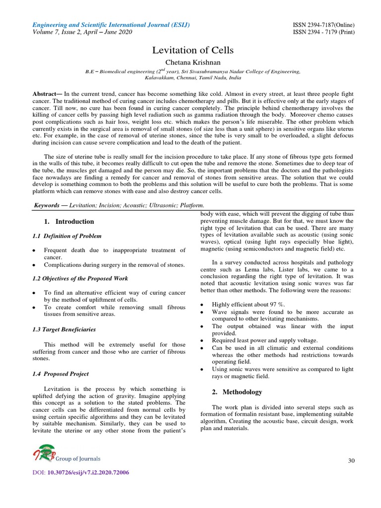 Levitation of Cells | PDF | Chemotherapy | Cancer