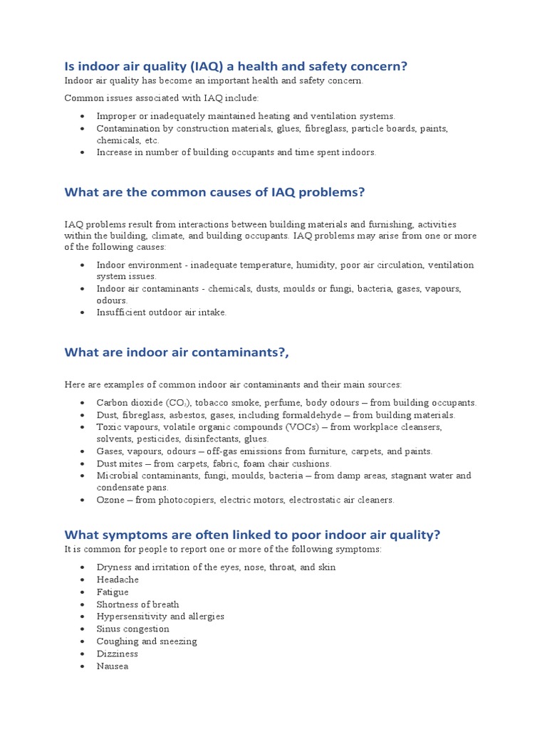 Understanding Indoor Air Quality Issues | PDF | Nature | Chemicals