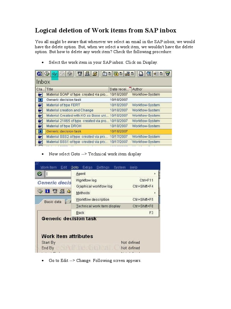 Logical Deletion of SAP Work Items | PDF | Computers